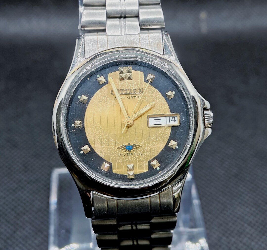 Vintage Citizen Automatic Day Date Watch 21 Jewels | Gold & Black Dial ...