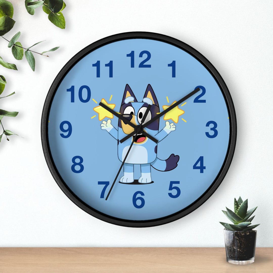 Bluey Character Stars Wall Clock | Kids Cartoon Bedroom Clock - Etsy