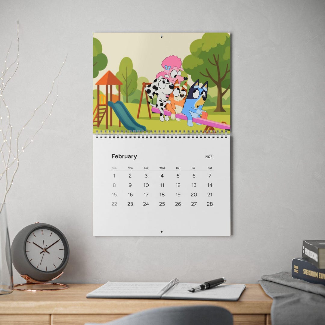 Bluey Family Characters Wall Calendar 2026 | 12-month Illustrated ...