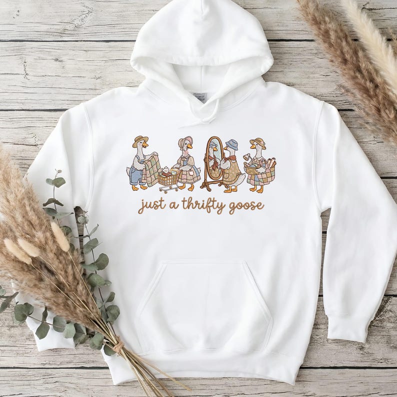 Thrifty Goose Machine Embroidery Design, Custom Cottagecore Goose PES ...