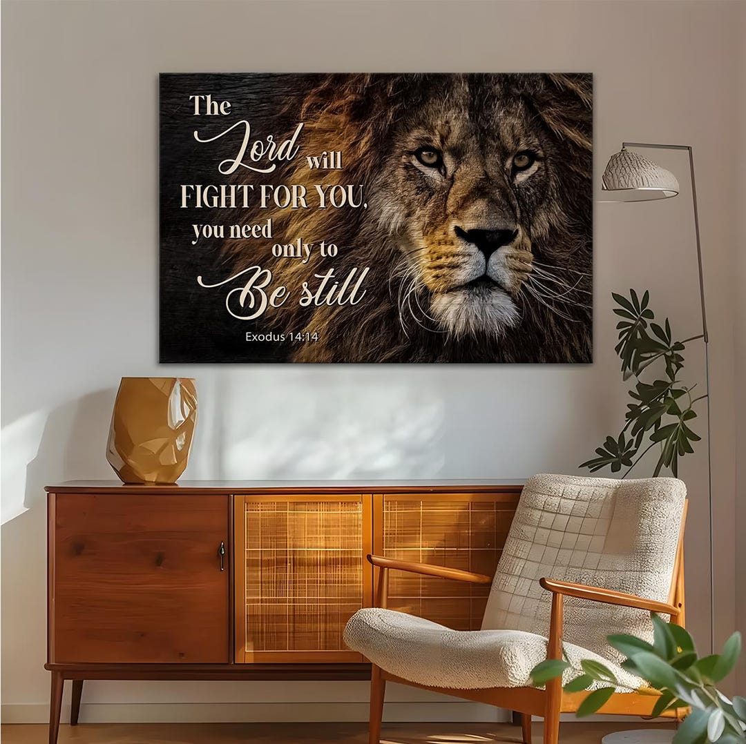 Lion of Judah Exodus 14:14 Canvas Wall Art, the Lord Will Fight for You ...