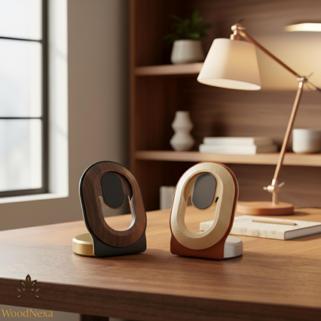 Modern Wooden Phone Stand - Handmade Desk Phone Holder - Minimal Office ...