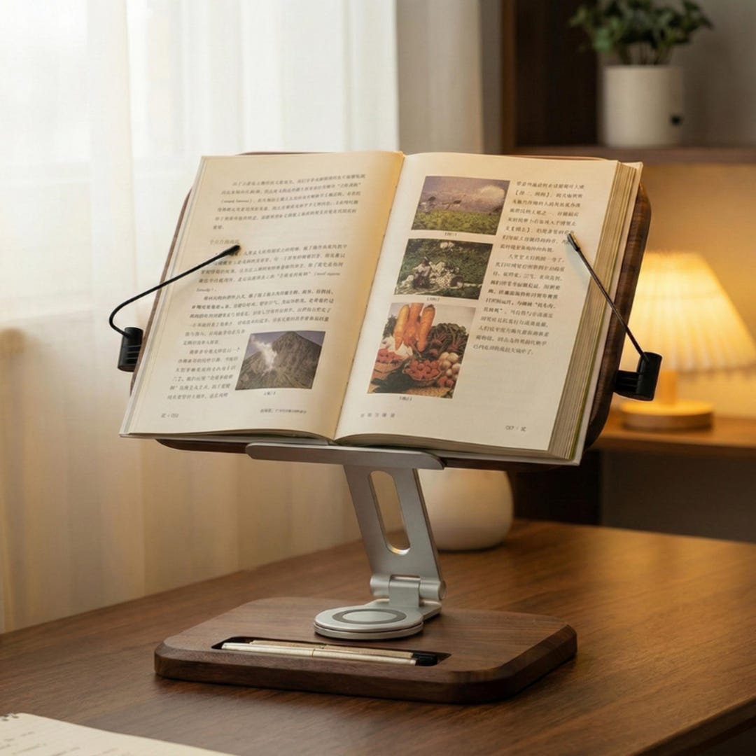Adjustable Wooden Tablet Stand – Laptop & Book Holder – Ergonomic Desk ...