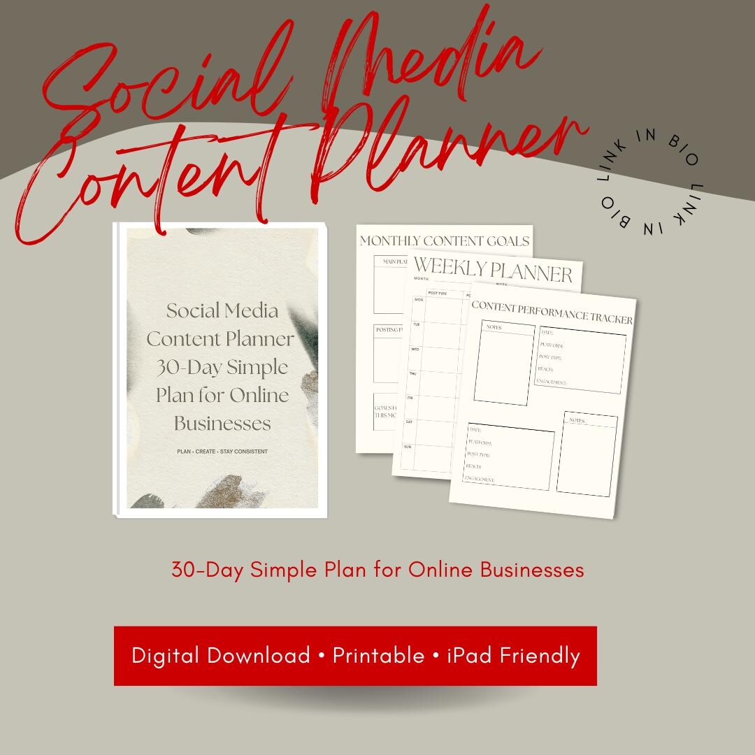 Social Media Content Planner | 30 Day Content Planner for Small ...