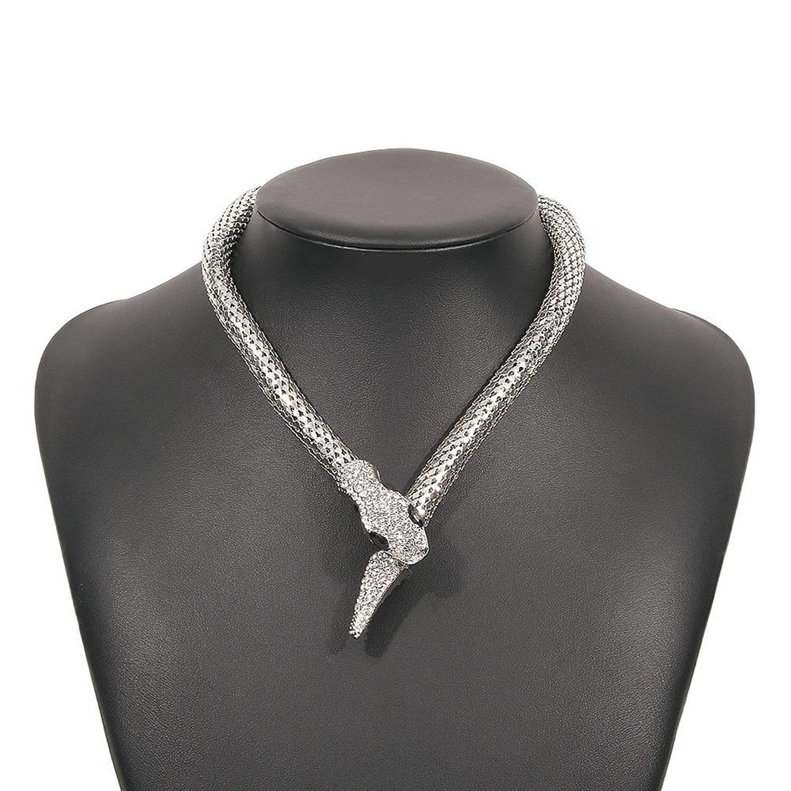 Gold Snake Crystal Serpent Lasso Necklace, Exaggerated Y-shaped Design ...