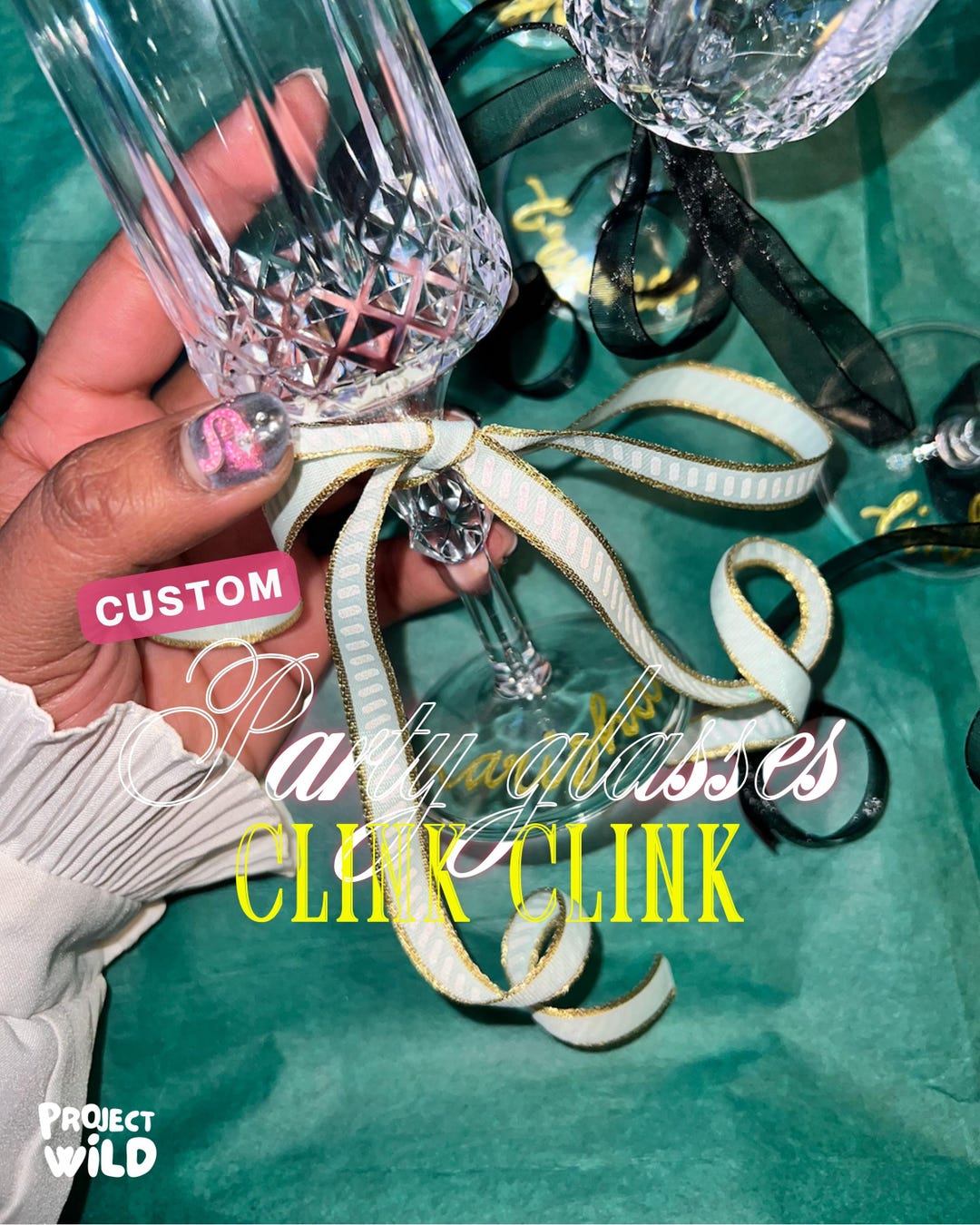 Custom Calligraphy Etched Champagne Flutes, Party Stem Glasses With ...