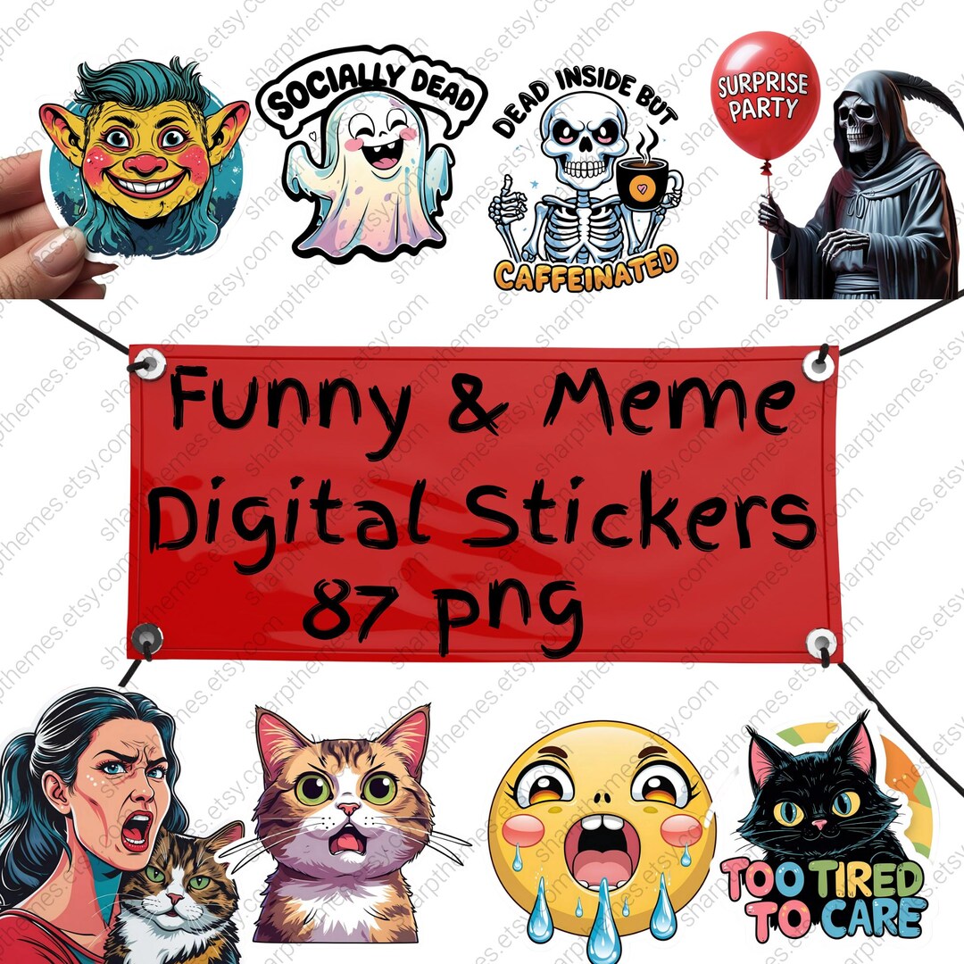 Funny Meme Digital Stickers PNG | Viral Internet Memes | Laptop ...