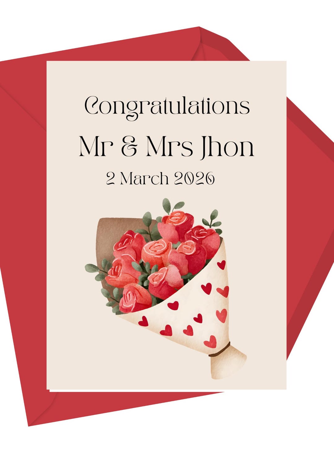Personalized Wedding Gifts Card Template Congratulations, Floral Heart ...