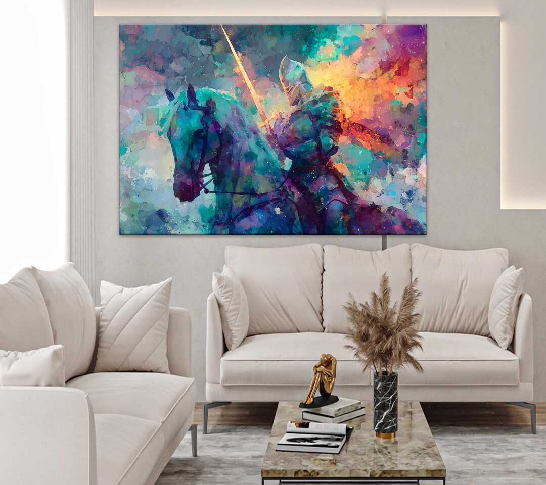 Fantasy Knight Wall Art Print, Armored Rider Illustration, Epic ...
