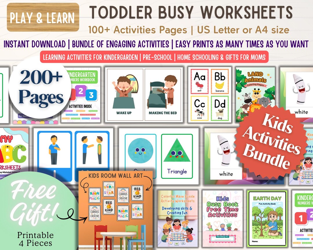Printable Toddler Worksheets, Kindergarten Learning Bundle,busy Book ...