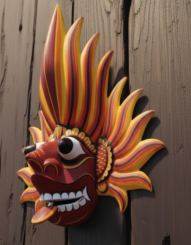 Fire Demon Mask | Traditional Sri Lankan Wooden Devil Mask | Hand ...