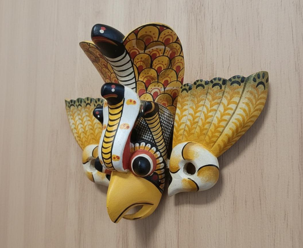 Authentic Sri Lankan Gurulu Raksha Mask| Hand-carved Ceylon Bird Demon ...