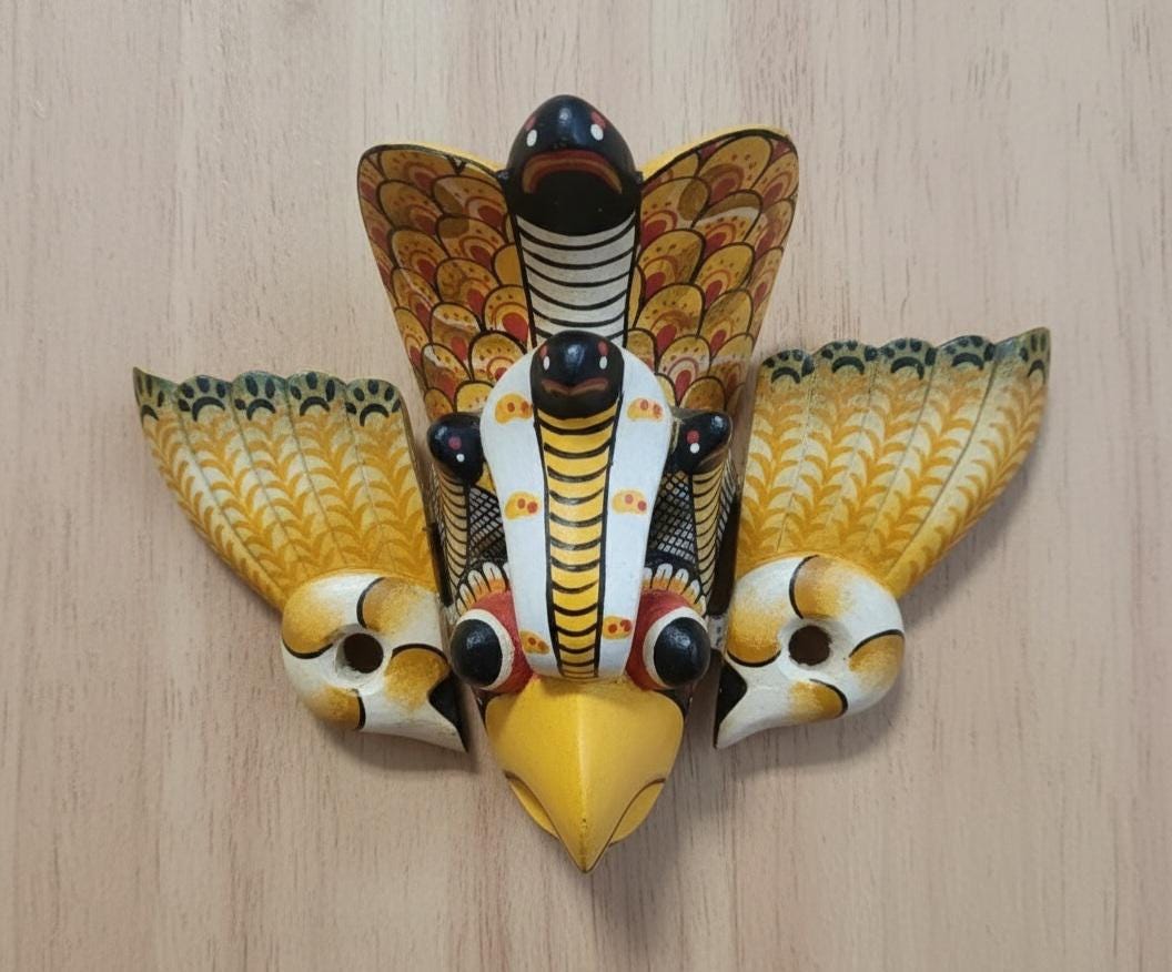 Authentic Sri Lankan Gurulu Raksha Mask| Hand-carved Ceylon Bird Demon ...