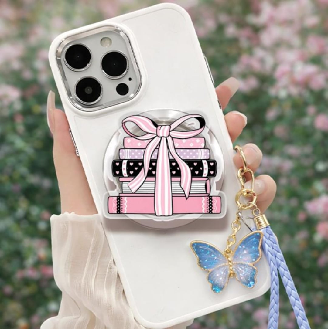 Pink Book Stack Phone Grip, Magsafe Compatible Stand, Reader Holder - Etsy