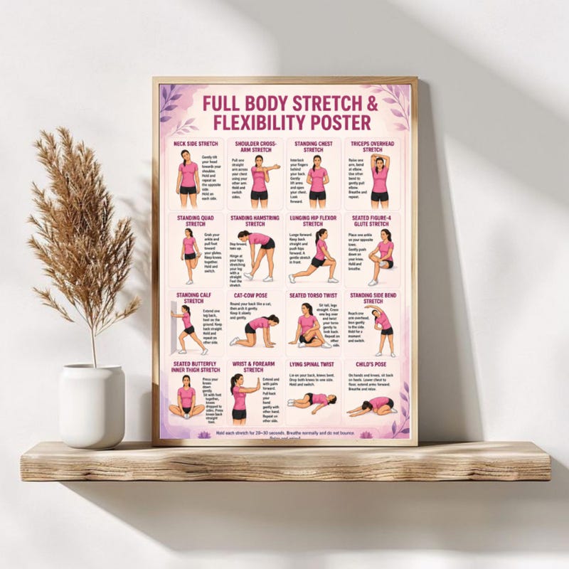 Daily Stretching Poster - Etsy