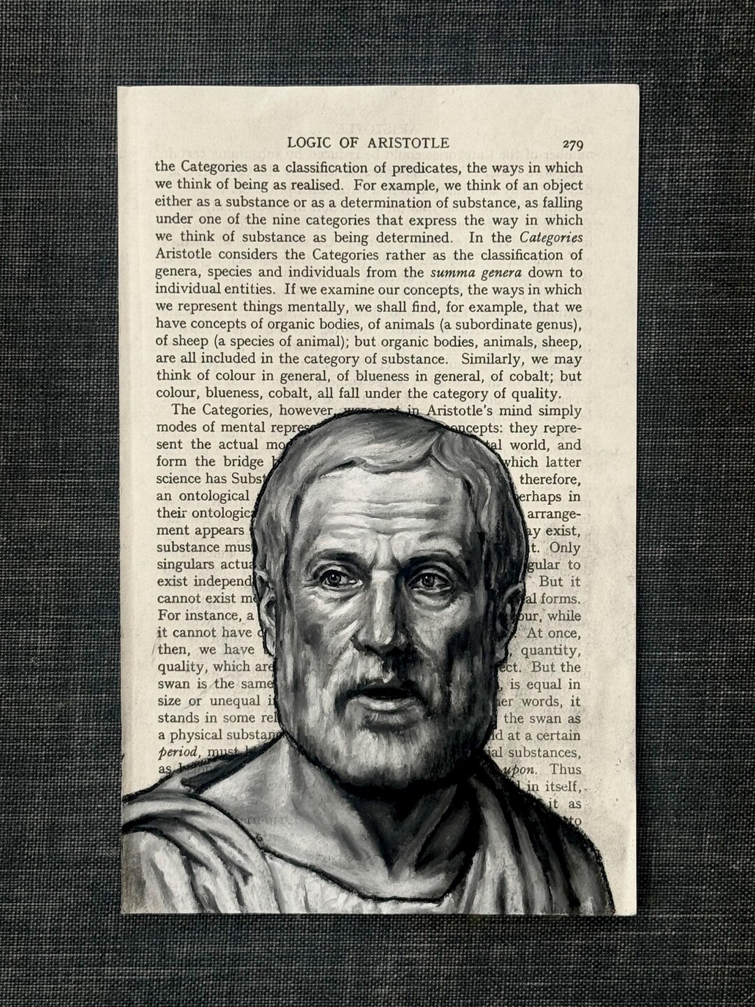Aristotle - Original Hand Drawn Art on Page of Vintage Copy of ...