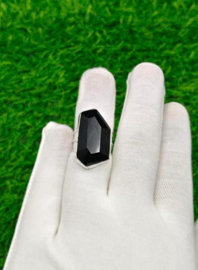 Buy Gothic Black Amethyst Ring | Coffin Cut Gemstone Ring | Bold ...