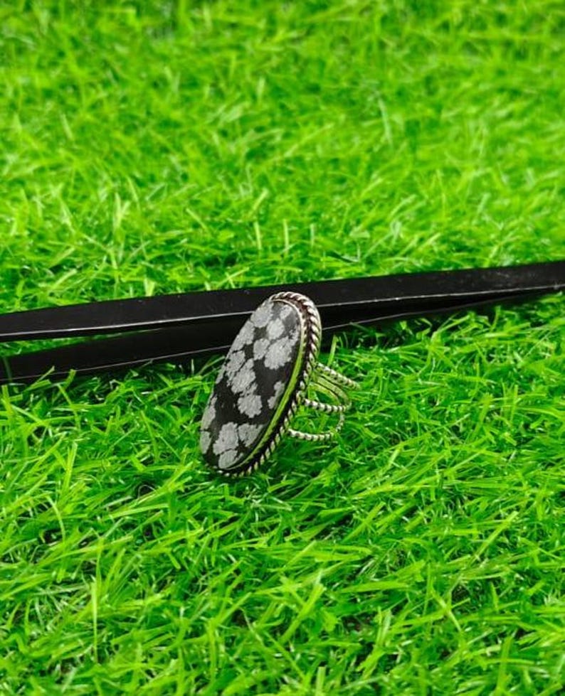 Buy Handmade Sterling Silver Snowflake Obsidian Ring – Rope Edge ...