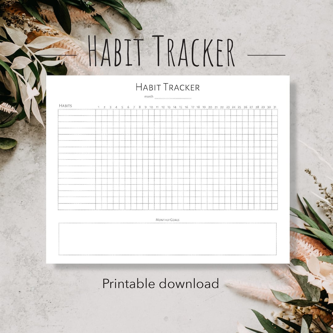 Habit Tracker, Printable Habit Tracker, Monthly Planner, Digital ...