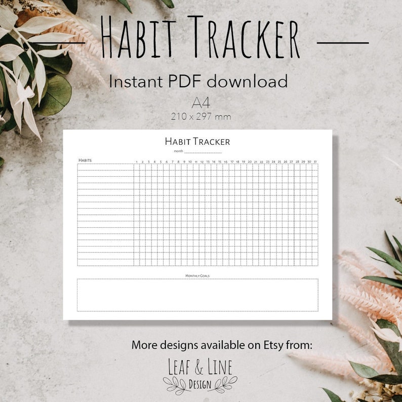 Habit Tracker Printable Habit Tracker Monthly Planner - Etsy Ireland
