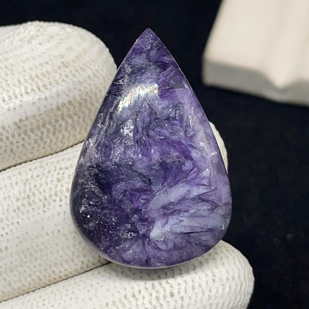 Rare Lapidolite Mica AKA Lithium Mica Gemstone, Pear Cabochon,30x20x6mm ...