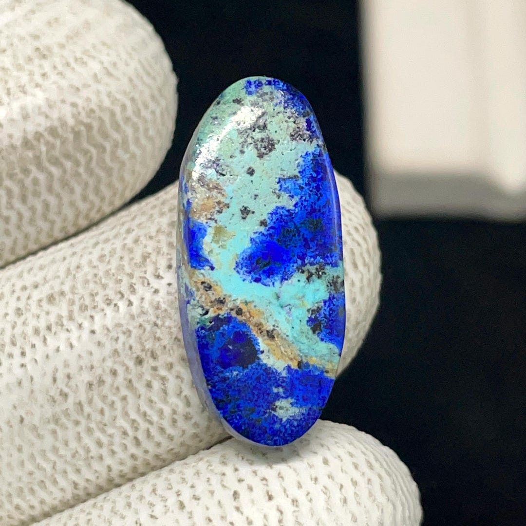 Bluebird Azurite Malachite Gemstone, Oval Cabochon, 22x10x5 MM, 8 CTS ...