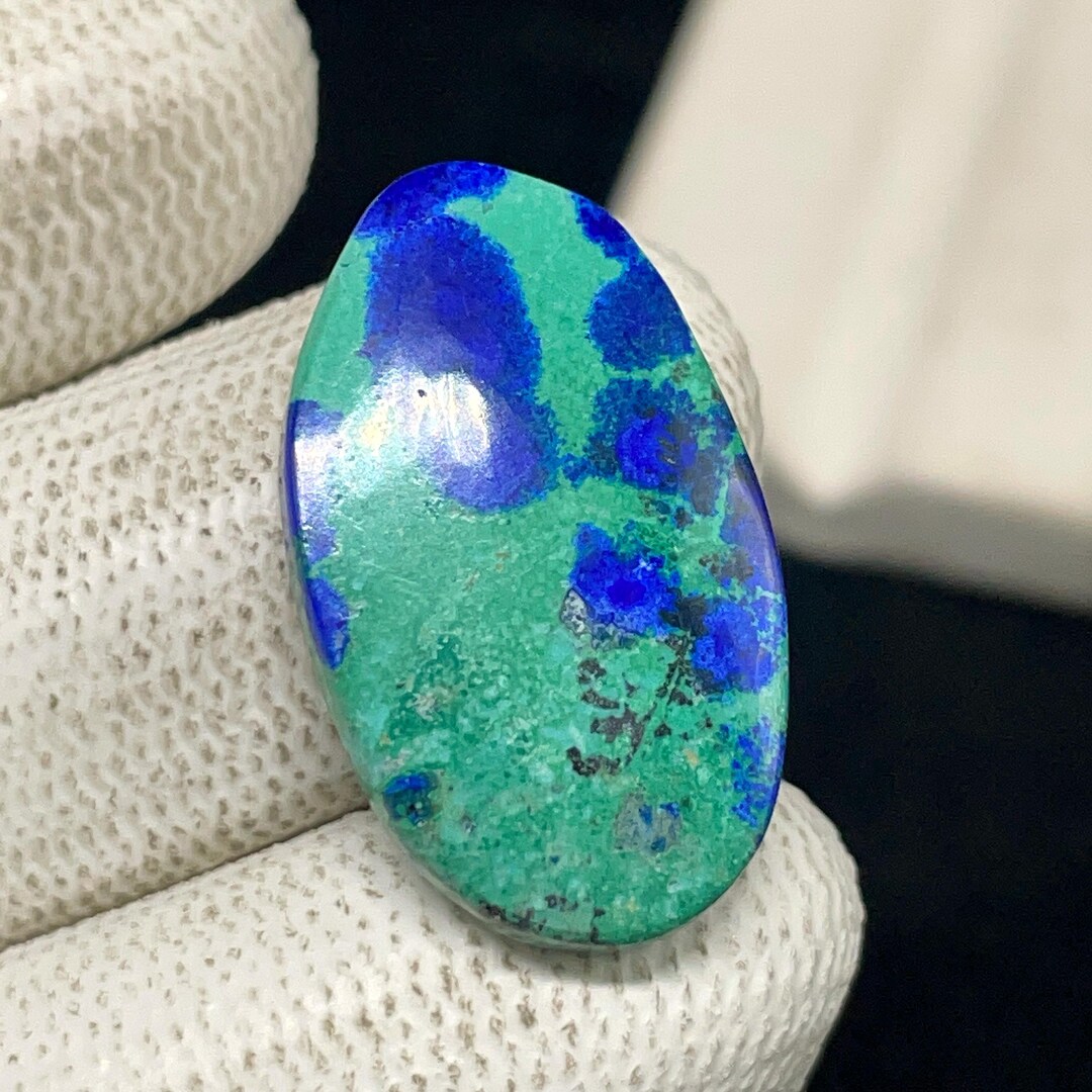 Bluebird Azurite Malachite Gemstone, Oval Cabochon, 24x14x4 MM, 12 CTS ...