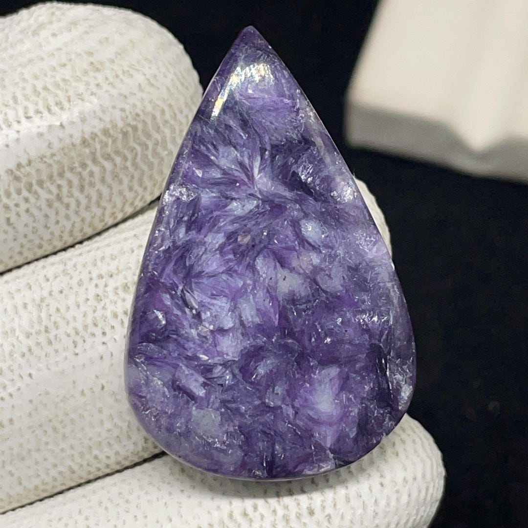 Rare Lapidolite Mica AKA Lithium Mica Gemstone, Pear Cabochon,33x21x5mm ...