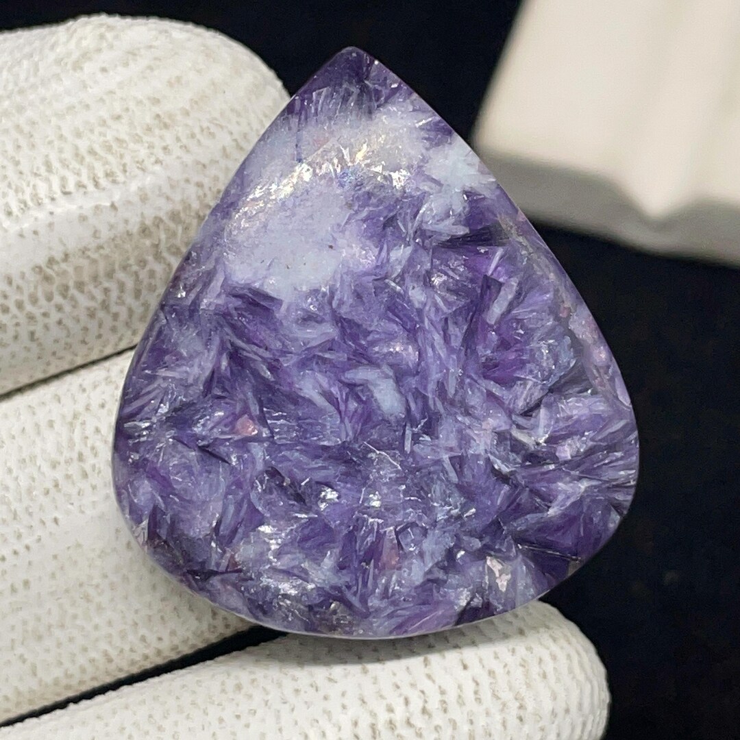 Rare Lapidolite Mica AKA Lithium Mica Gemstone, Pear Cabochon,31x27x5mm ...