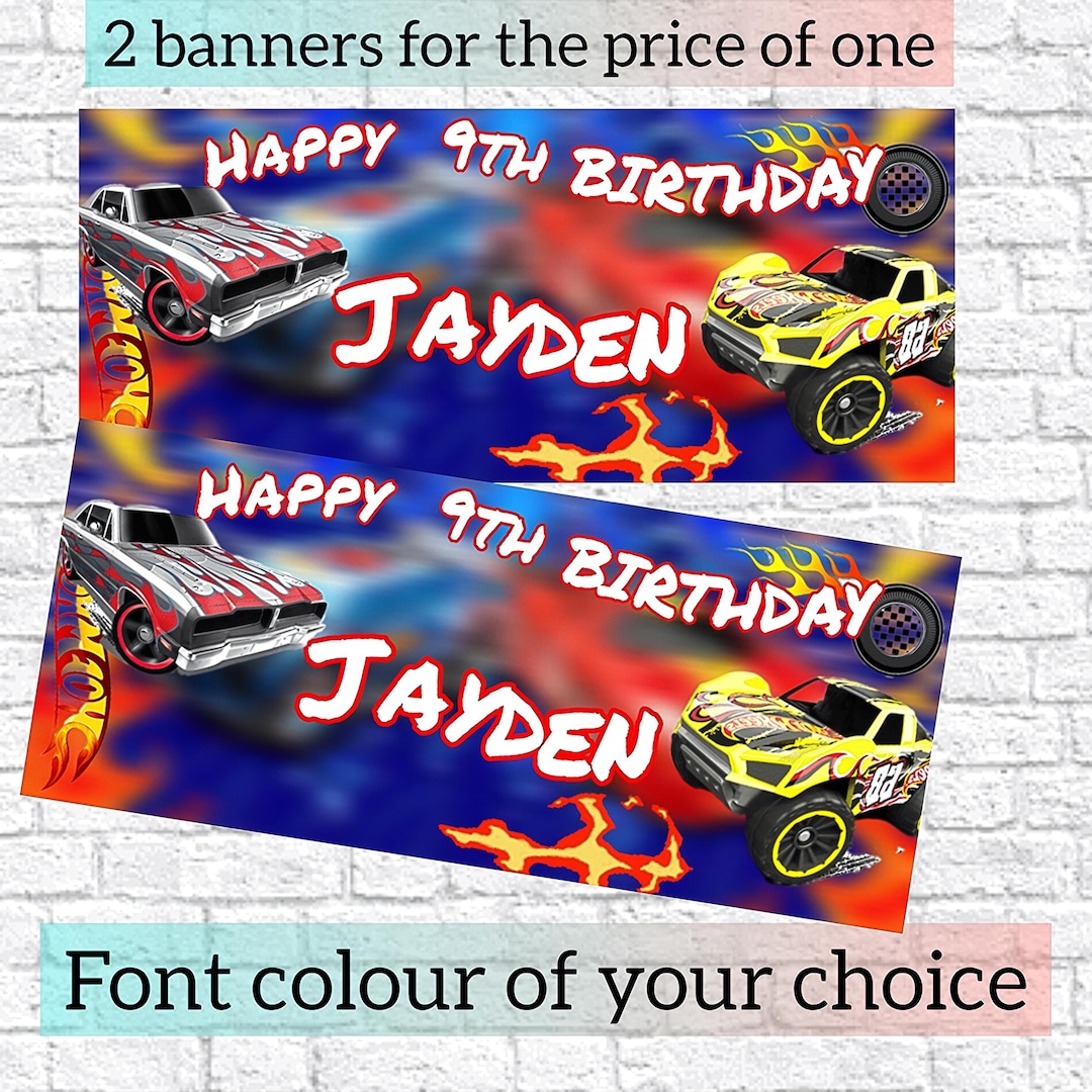 X2 Personalised Hot Wheels Banners | Anime-style Wall Art for Hot ...