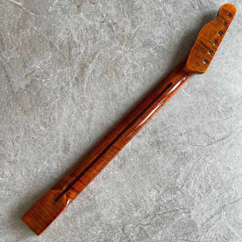 Telecaster Tiger Flame Maple Guitar Neck – 22-fret, Roasted Finish - Etsy