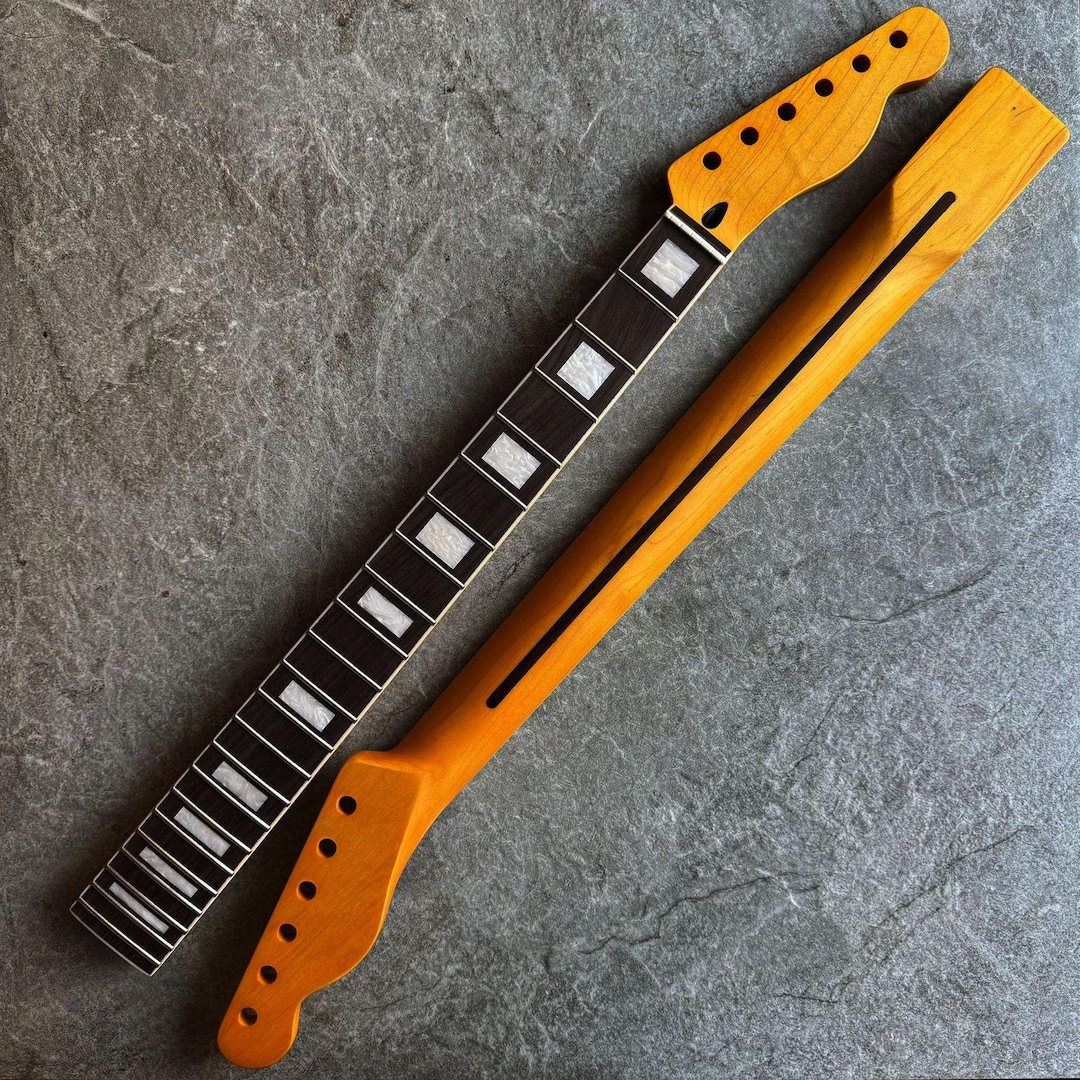 Tele Yellow Rosewood Neck 22 Fret Pearl Block Inlays, Stain Finish - Etsy