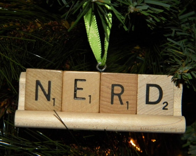 Nerd Scrabble Ornament on Tile Rack - Etsy