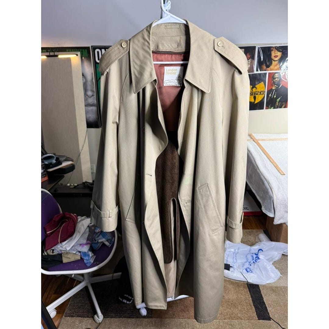 London Fog Men's Tan Classic Double Breasted Trench Coat Liner Size 44 ...