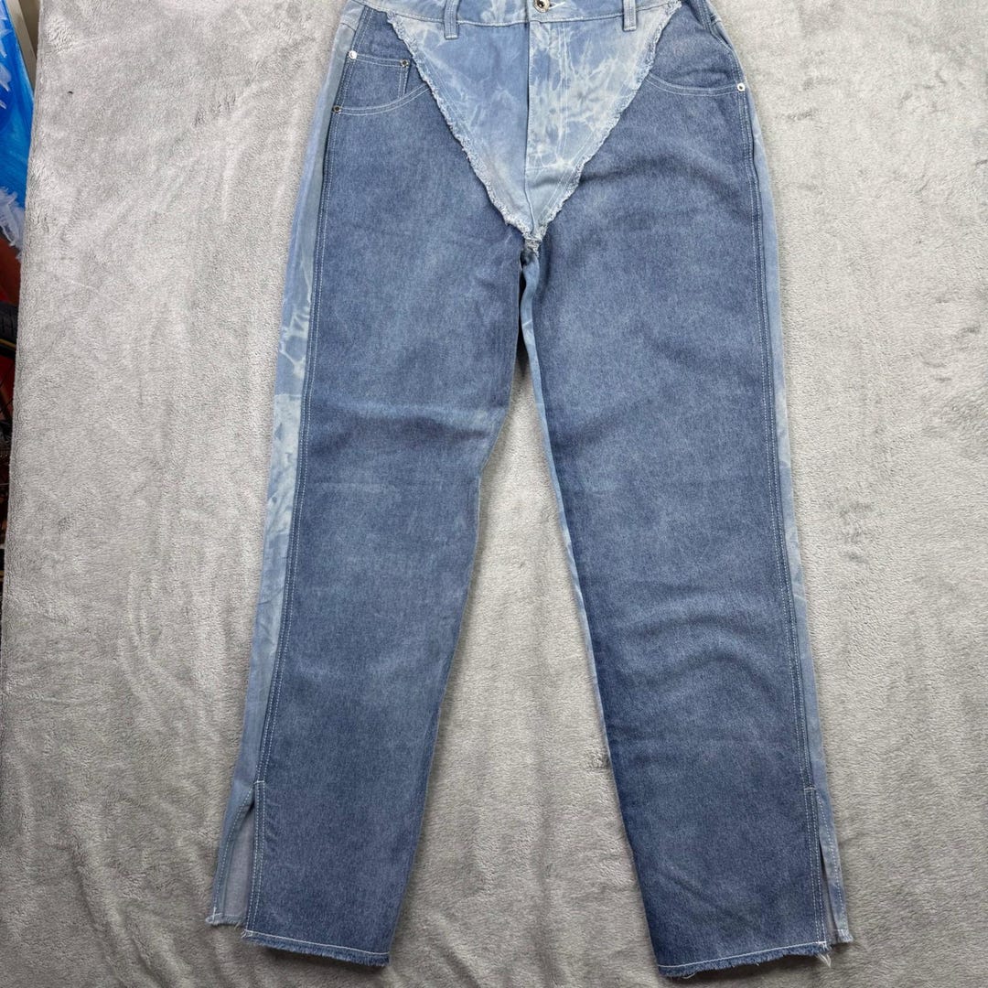 Manière De Voir Acid Wash Panel Denim Jeans – Y2K Streetwear - Etsy