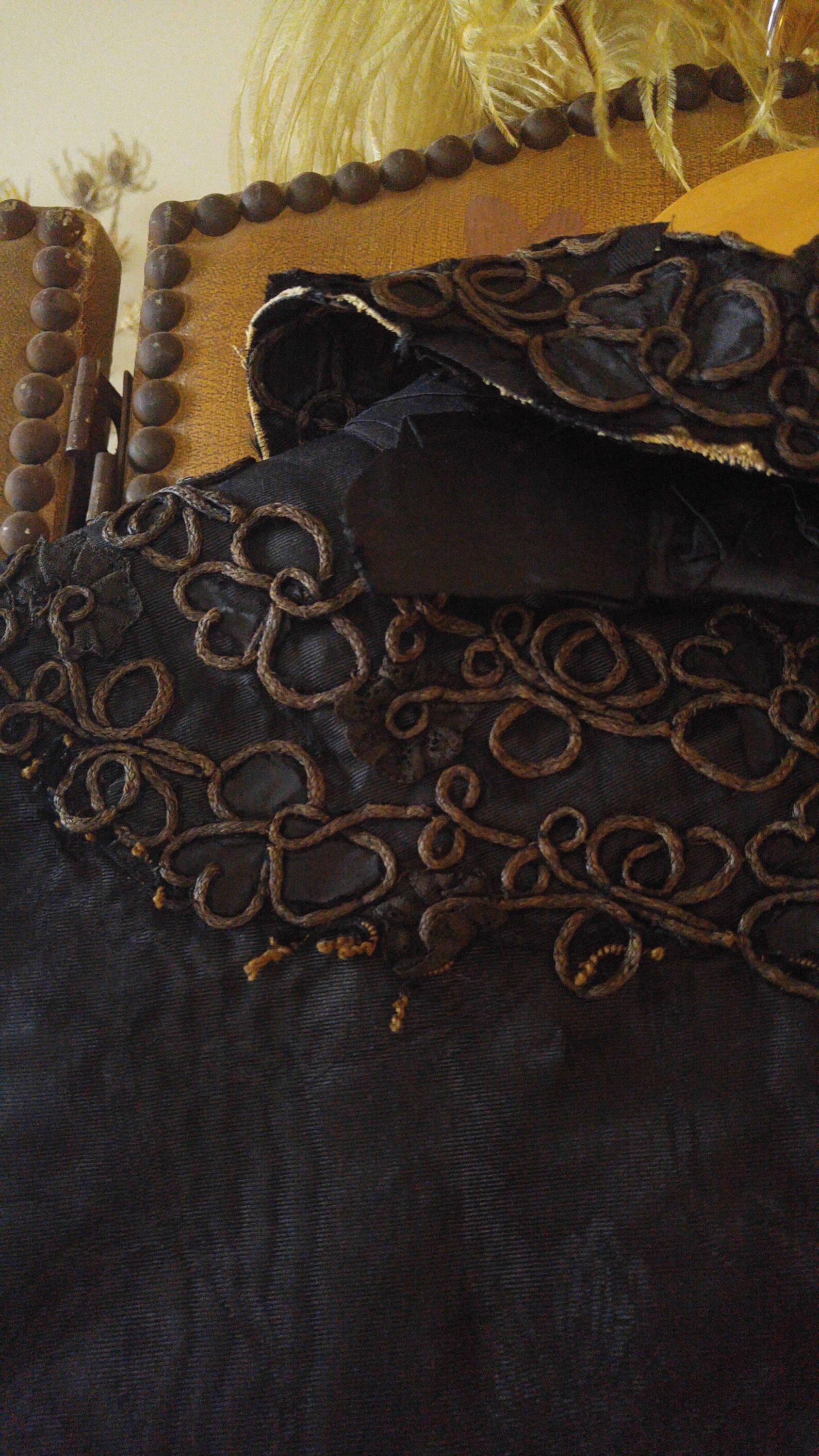 Victorian Black Brocade Embroidered Fringed Cape | Etsy