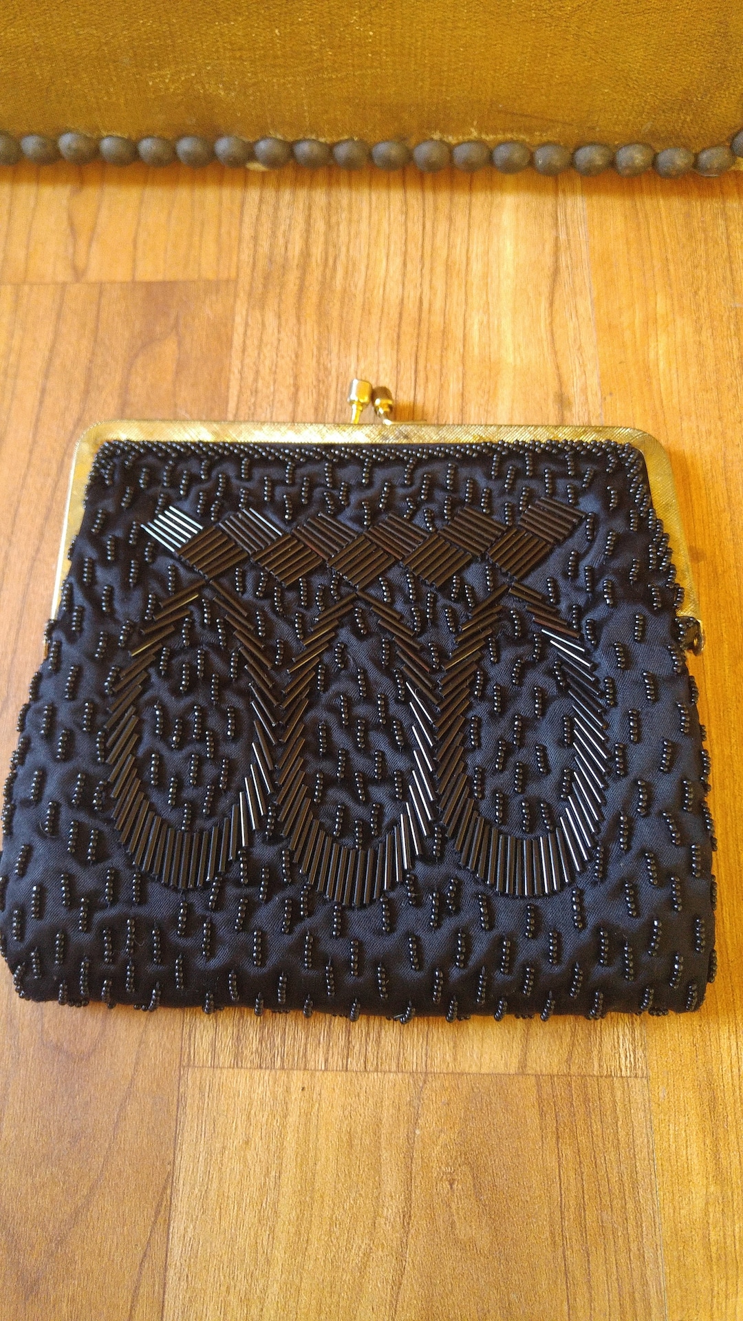 50's Black Bead and Sequin Purse by Richere for Walborg Bags Made in ...