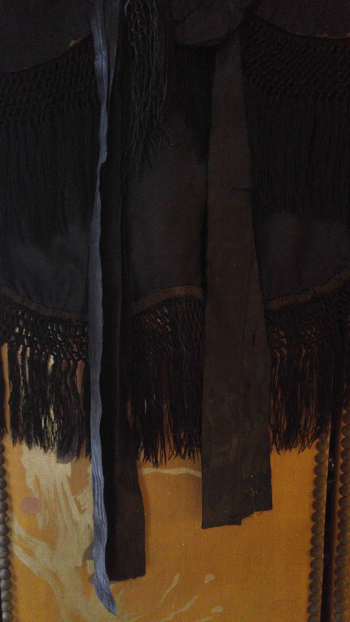Victorian Black Brocade Embroidered Fringed Cape - Etsy