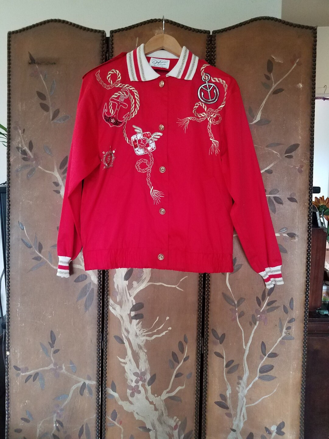 80s Sailor/ Nautical Themed Red Light Designer Jacket by Stephanie by ...