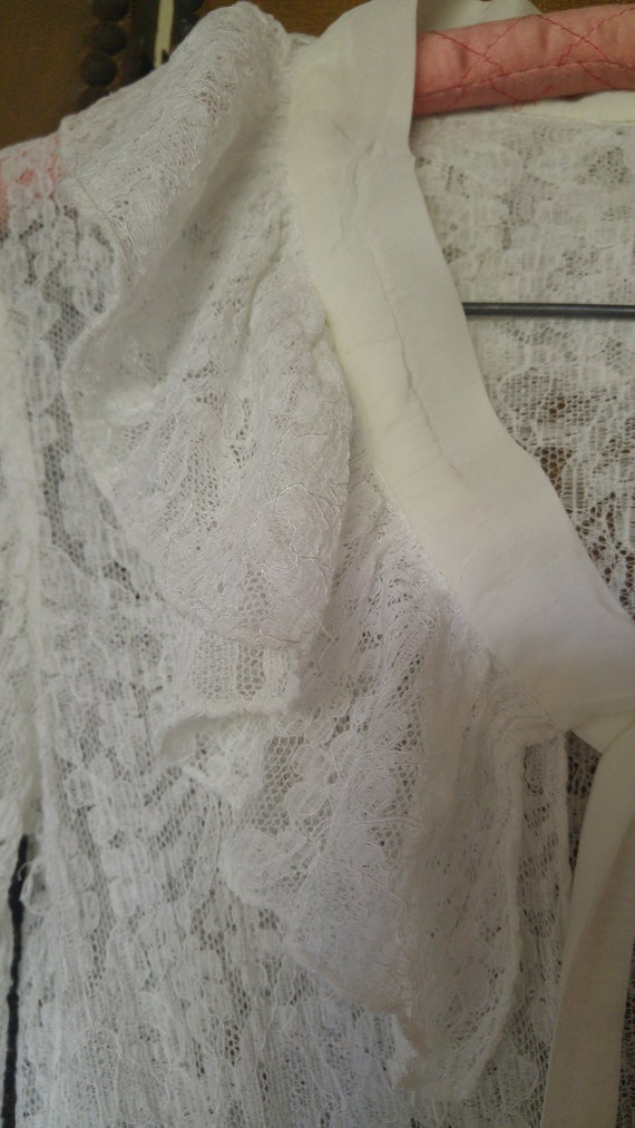 20's white lace maxi 'duster' style dress / night gow… - Gem