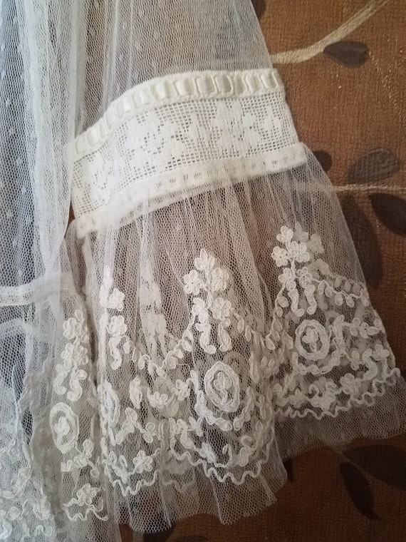 Y2K ivory sheer net and lace blouse with beaded appli… - Gem