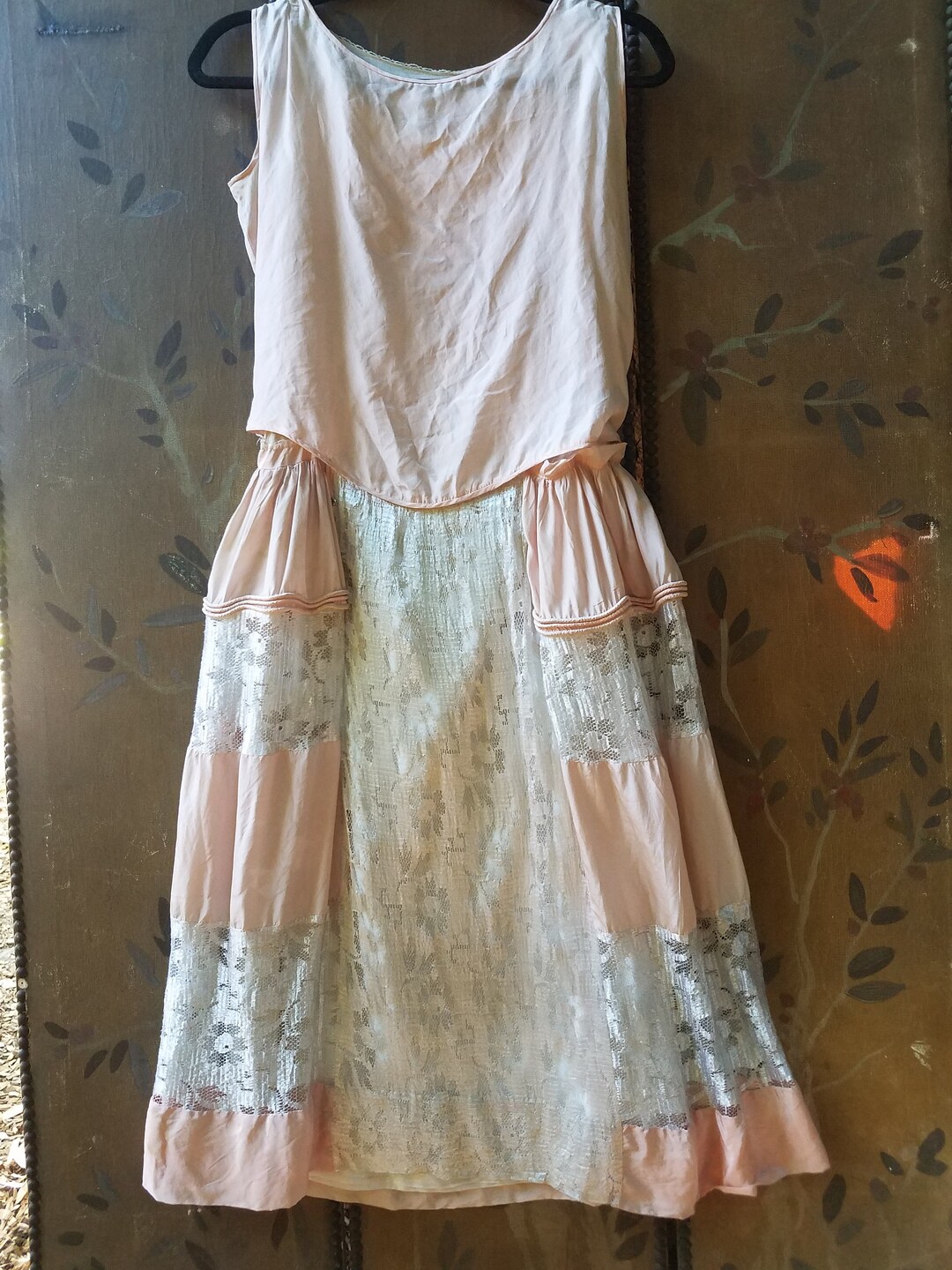 1920s Light Pink Silk and Ivory Netting Drop Waist Undergarment ...