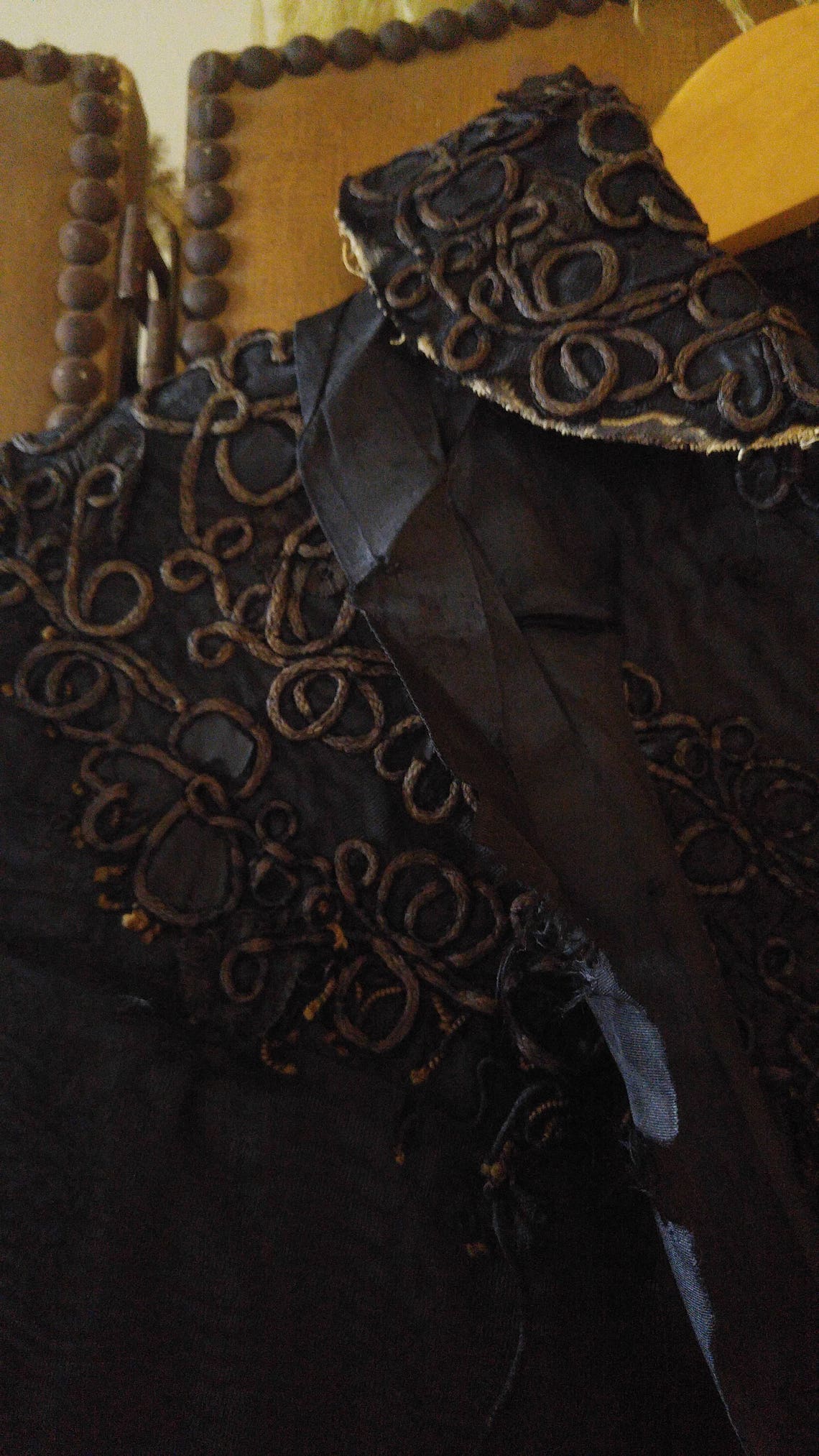 Victorian Black Brocade Embroidered Fringed Cape - Etsy