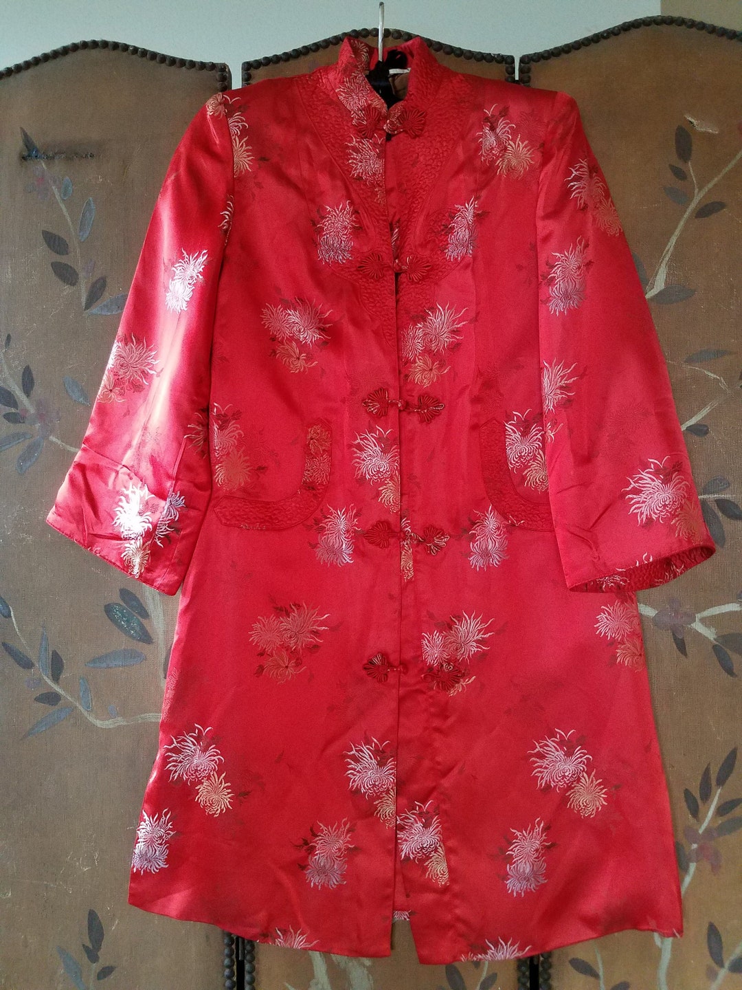 60s Red Chinese Mid Length Traditional Jacket by Peony Brands - Etsy