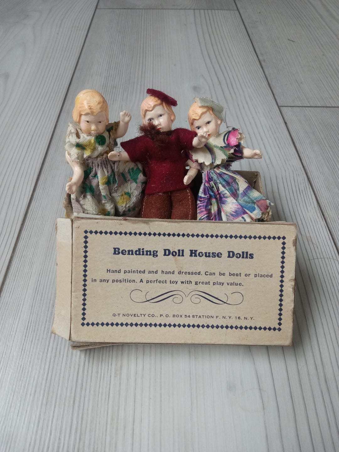 Vintage 40s Bending Doll House Dolls, Set of 3 in Original Box by GT ...