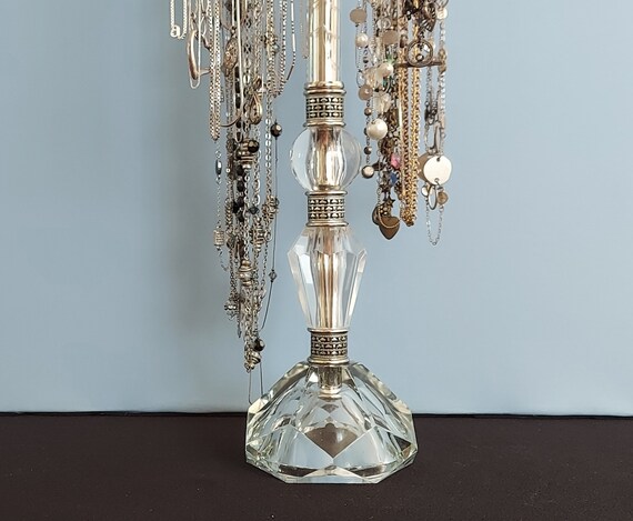 Glass necklace stand store