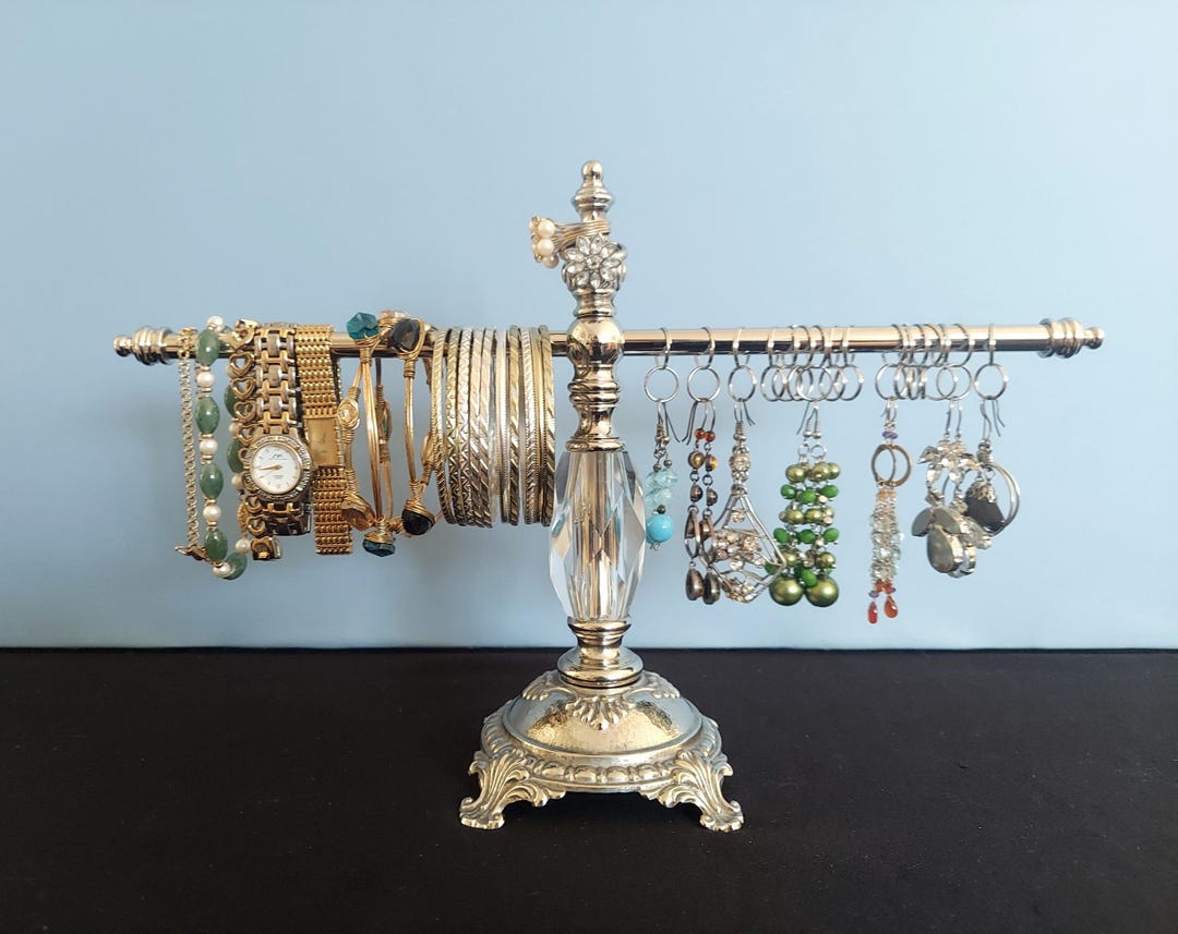 Nickel Cuff Bangle Bracelet Holder From Vintage Upcycled Lamp Parts ...