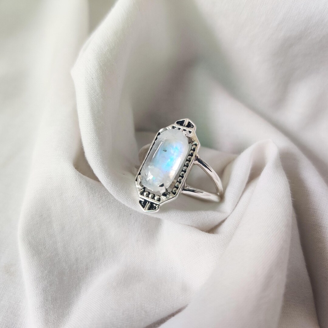 Genuine Moonstone Ring, Moonstone Silver Ring, Handmade Moonstone Ring ...