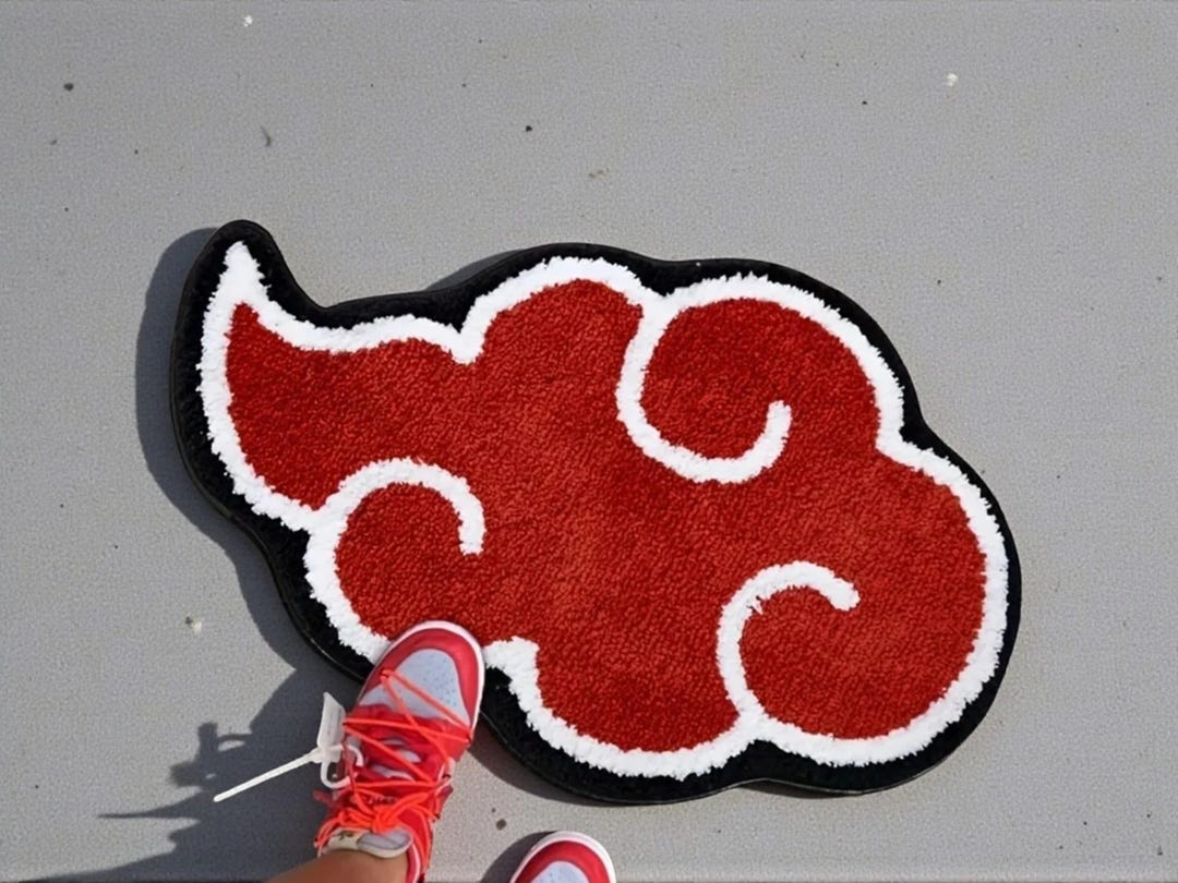 Anime Rug | Fluffy Akatsuki Red Cloud Rug - Etsy