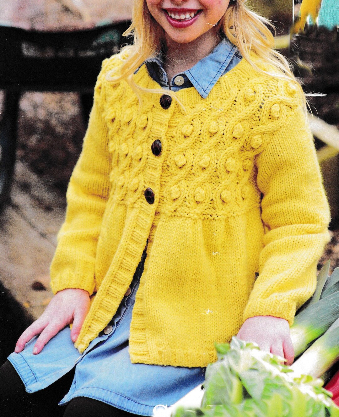 Girls Cable Bobble Cardigan Knitting Pattern: Aran Worsted Wool (pdf ...